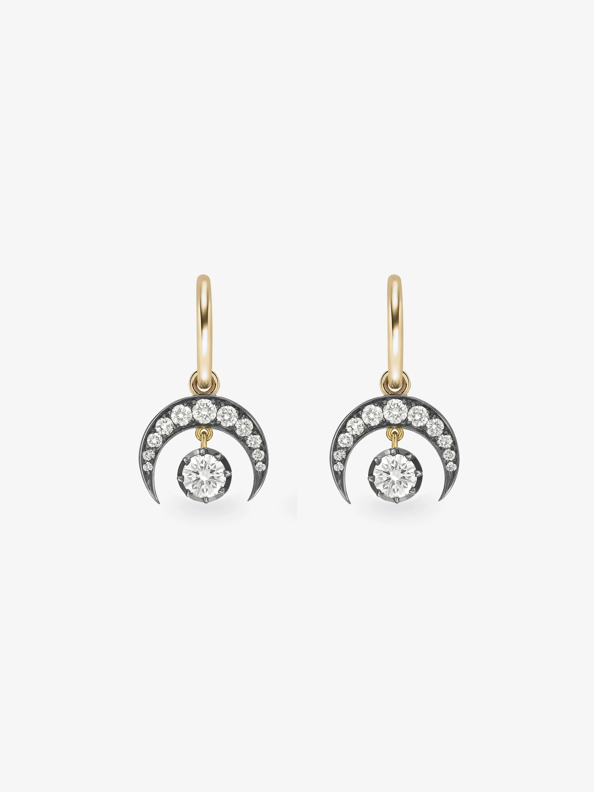 Crescent Moon Diamond & Blackened Gold Gypset Hoop Earrings | Jessica ...