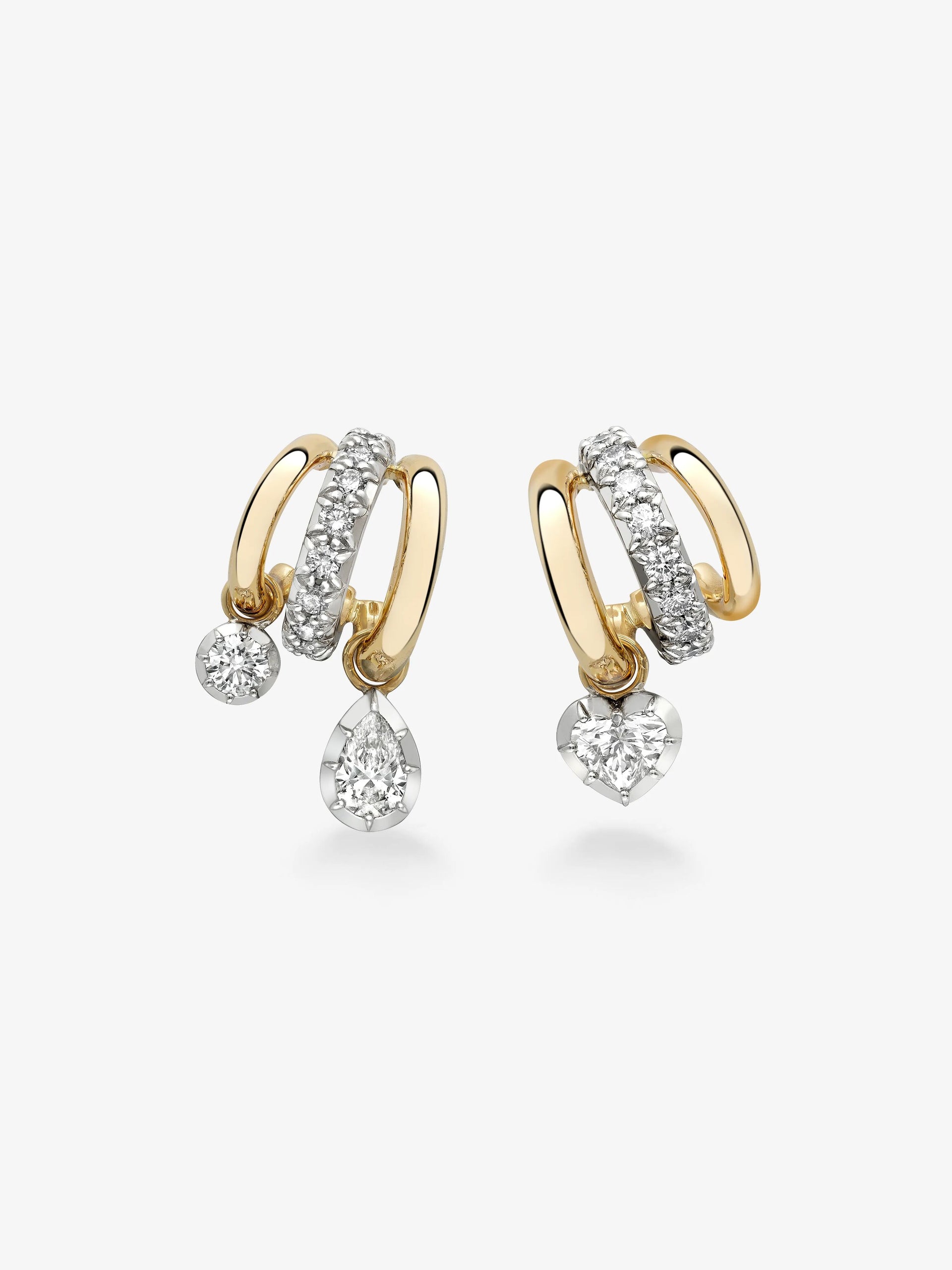 Multi-Shape Diamond & White Gold Tripset Hoops – Jessica McCormack US