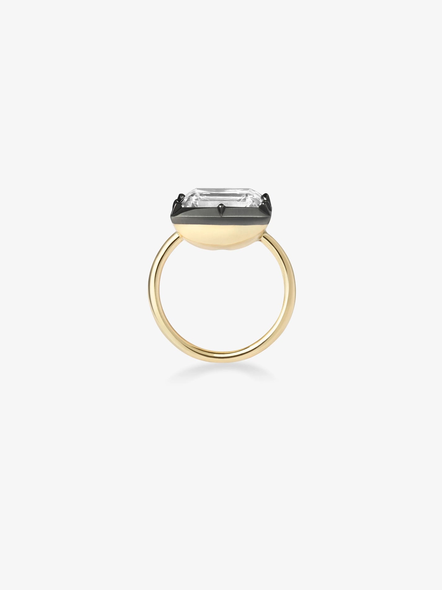 10.48ct East-West Emerald Cut Diamond Button Back Ring | Jessica ...