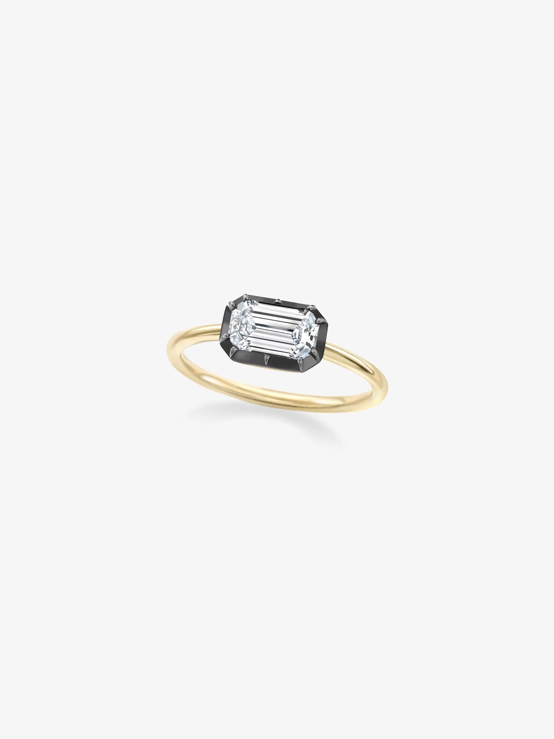 1ct East-West Emerald Cut Diamond Button Back Ring | Jessica McCormack ...